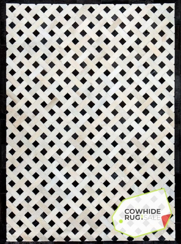 Monochrome Trellis Rug | Mosaic Rugs | COWHIDE RUG SALE